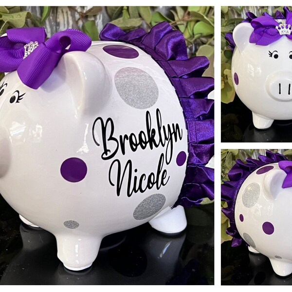 Purple Piggy Bank - Etsy