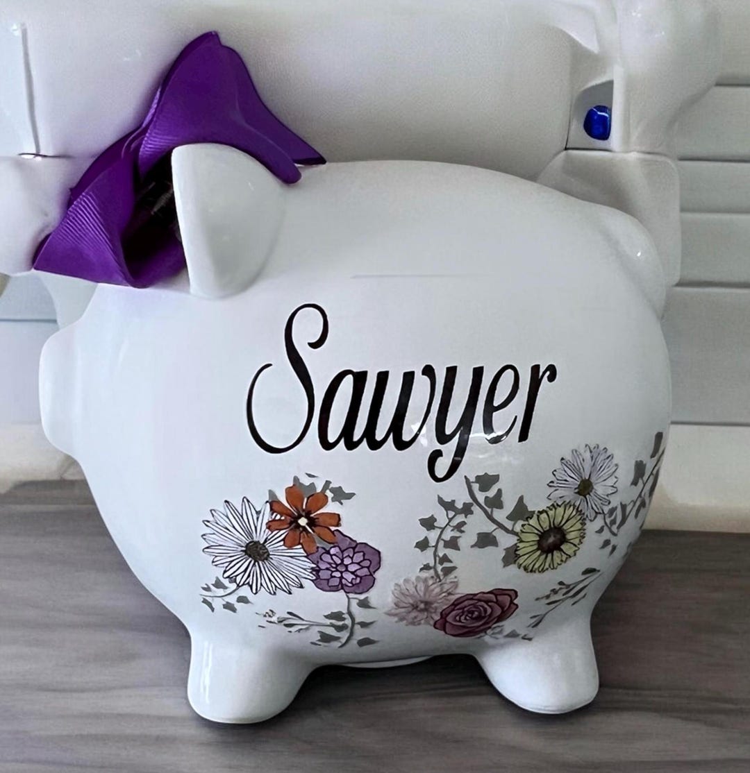 Personalized Wild Flower Piggy Banks for Girls, Banks for Girls, Girl ...