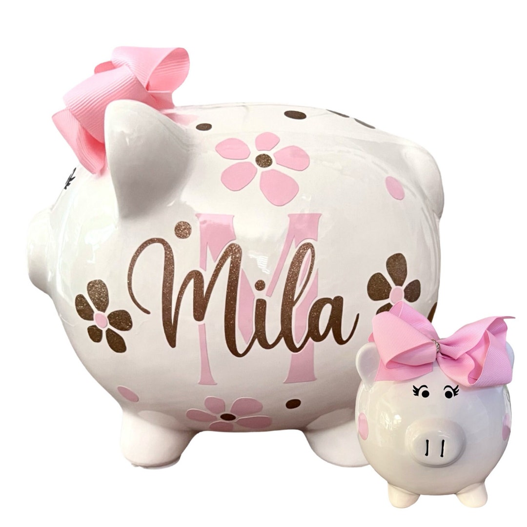 Personalized Flower Piggy Banks for Girls, Banks for Girls, Girl Bank ...