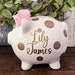 Large Personalized Gold Glitter Polka Dot Piggy Bank, Girl Bank,piggy ...