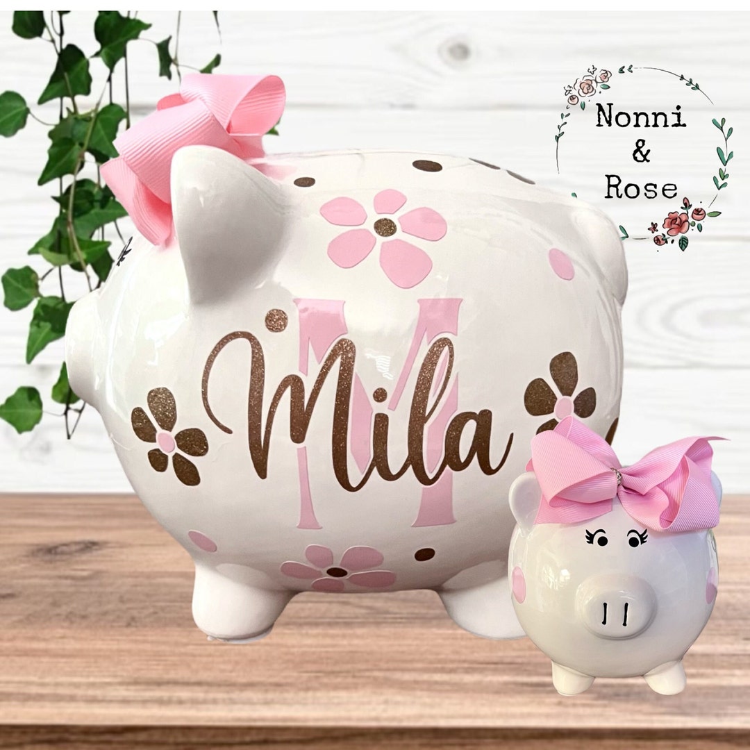 Personalized Flower Piggy Banks for Girls, Banks for Girls, Girl Bank ...