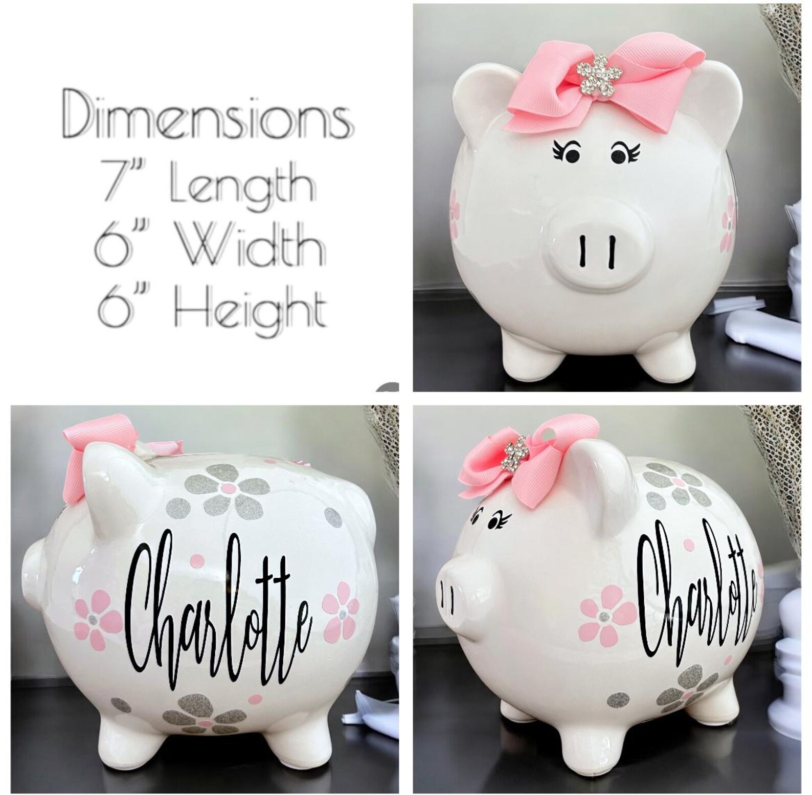 Personalized Flower Piggy Banks for Girls, Banks for Girls, Girl Bank ...