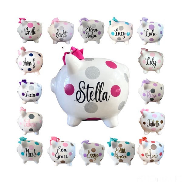 Polka Dot Piggy Bank - Etsy