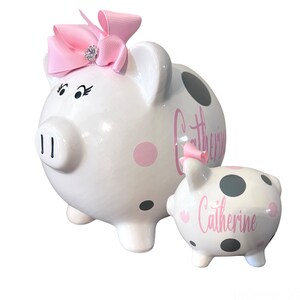 Personalized Large Purple and Glitter Silver Polka Piggy Bank,piggy ...