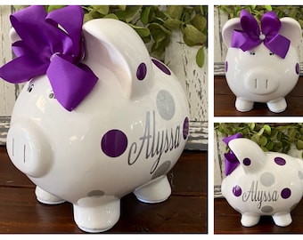 Purple Piggy Bank | Etsy