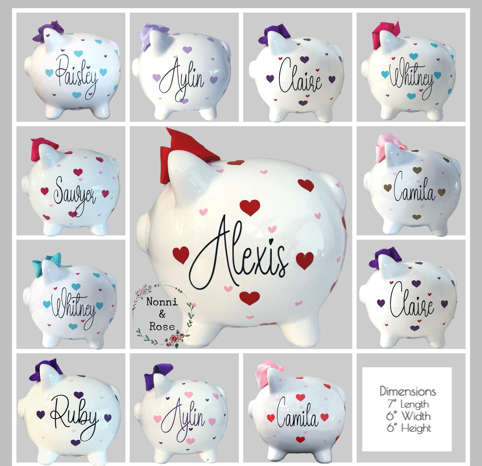 Personalized Large Heart Piggy Banks for Girls, Valentine’s Day Piggy ...