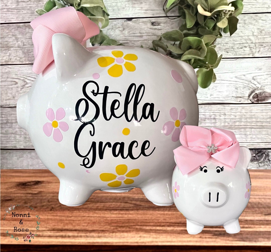 Personalized Flower Piggy Banks for Girls, Banks for Girls, Girl Bank ...
