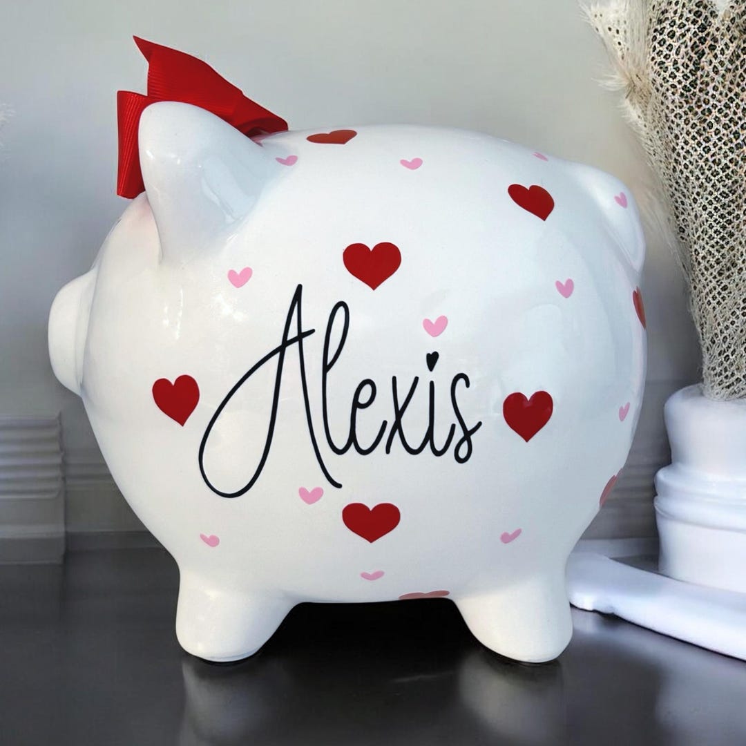 Personalized Large Heart Piggy Banks for Girls, Piggy Bank, Initial ...