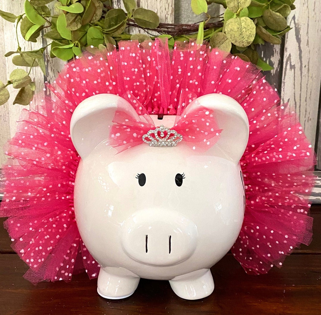 Large Personalized Hot Pink Polka Dot Tulle Tutu Piggy - Etsy