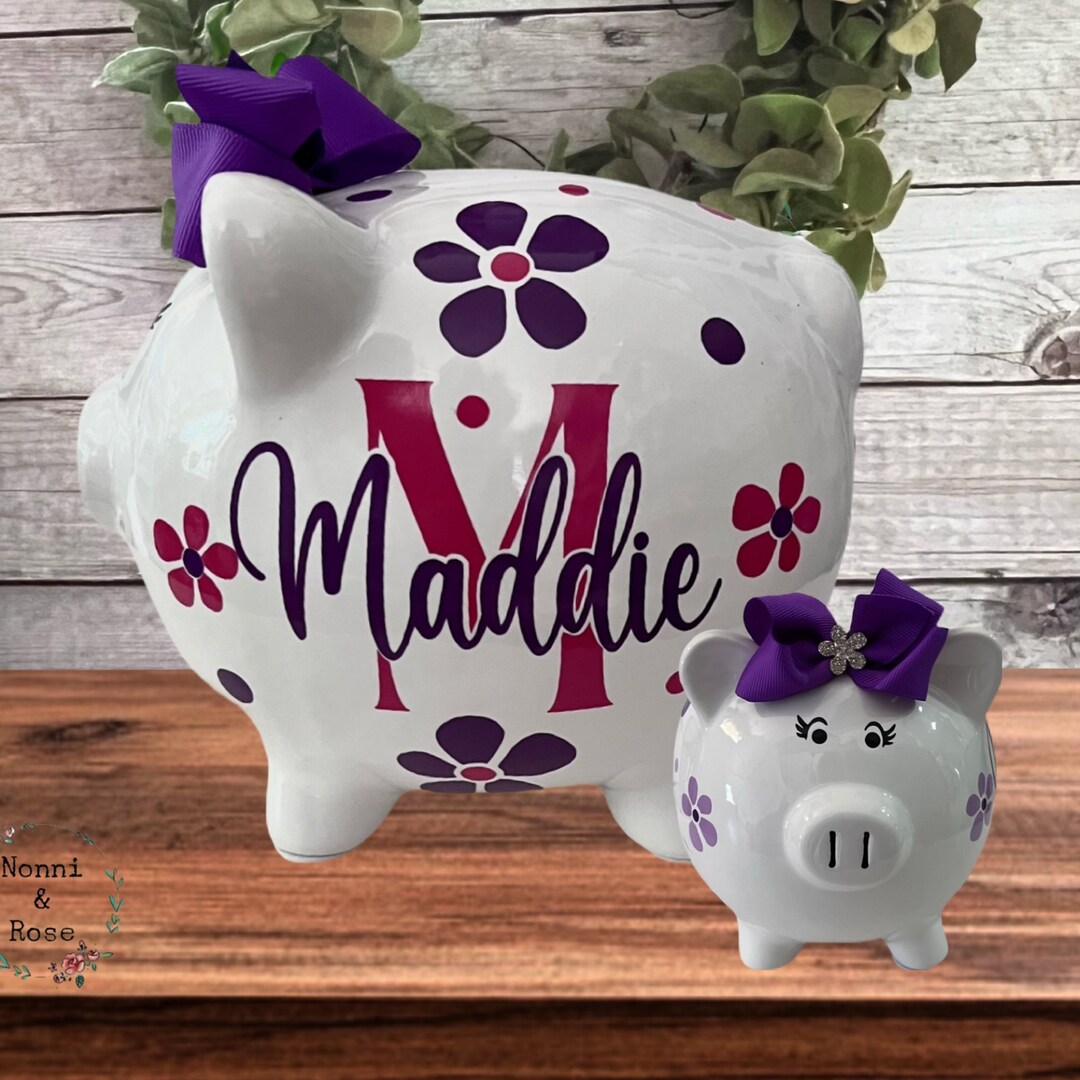 Personalized Flower Piggy Banks for Girls, Banks for Girls, Girl Bank ...
