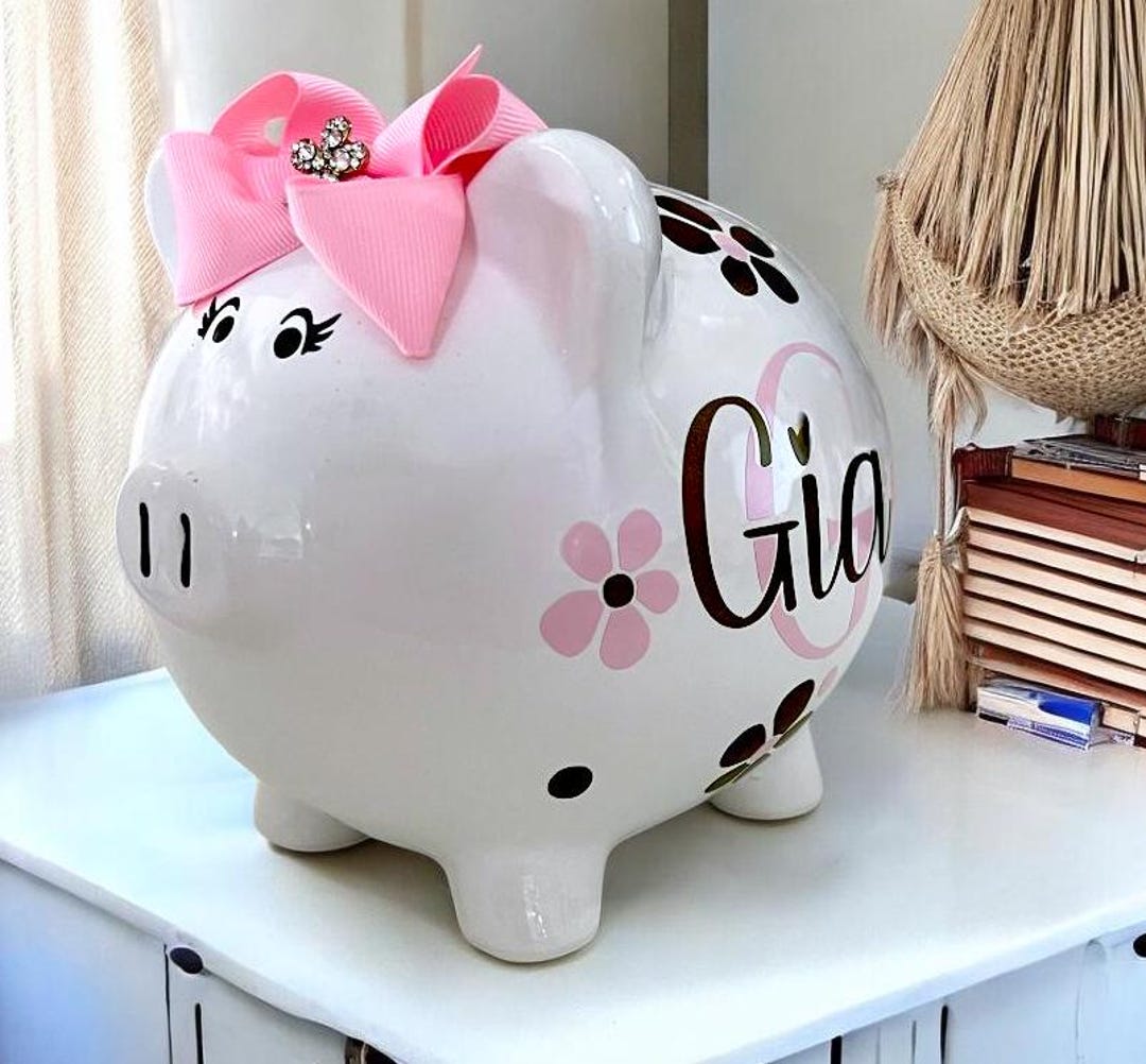 Personalized Flower Piggy Banks for Girls, Banks for Girls, Girl Bank ...