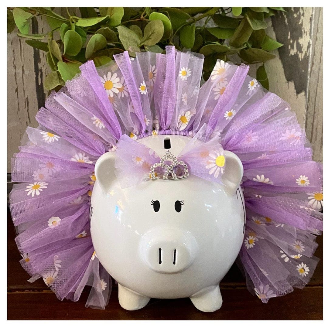 Personalized Purple Daisy Piggy Bank, Piggy Banks for Girls, Piggy Bank ...