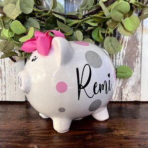 Personalized Large Piggy Bank, Banks for Girls, Glitter Polka Dots ...