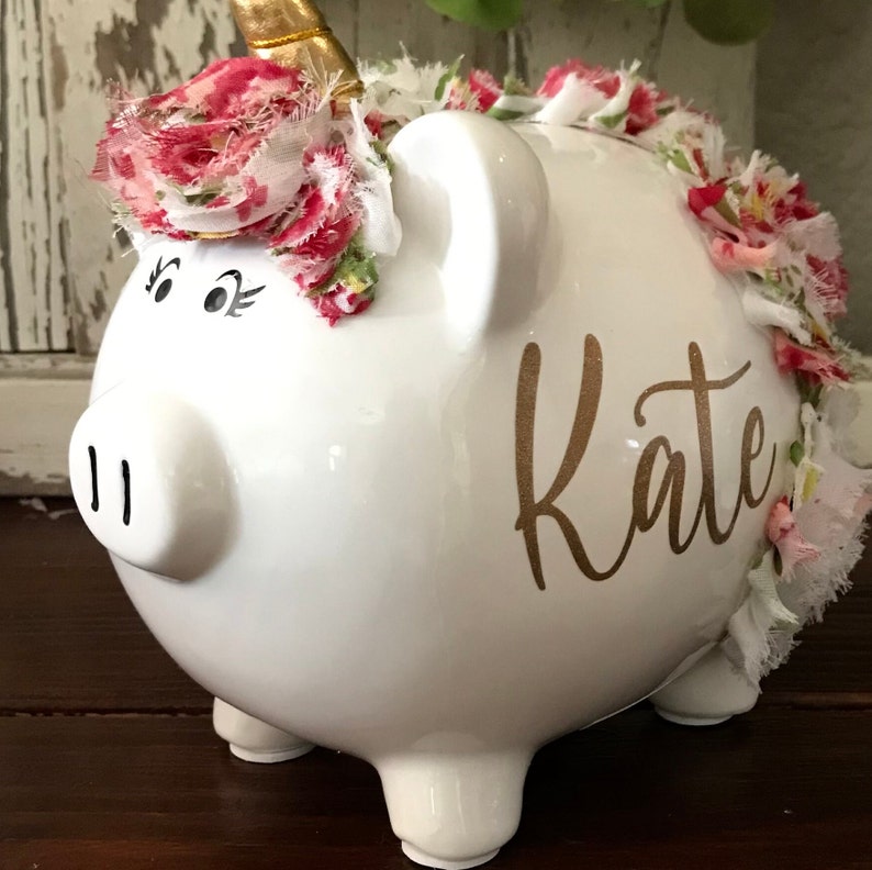 LARGE Personalized Pink Piggy Bank Flowered Tutu Bank Burlap - Etsy