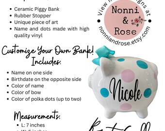 Personalized Light Pink Piggy Bank,polka Dot Piggy Bank, Banks for ...