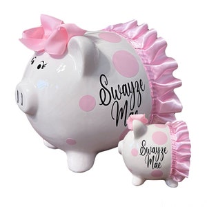 Personalized Light Pink Piggy Bank,polka Dot Piggy Bank, Banks for ...