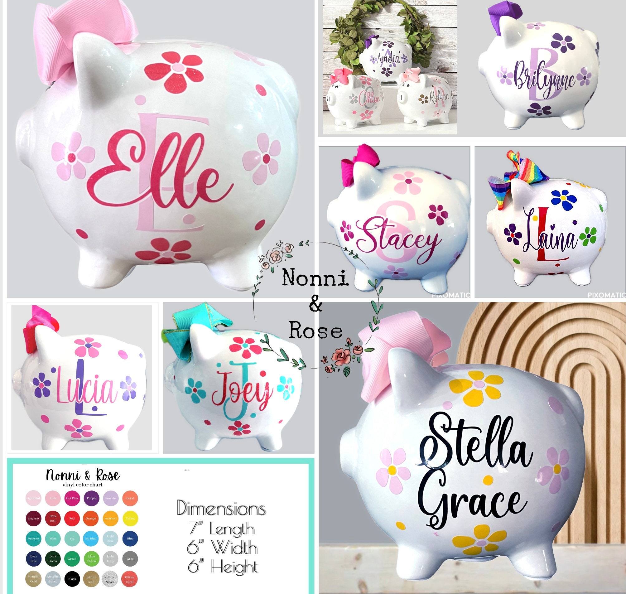 Personalized Flower Piggy Banks for Girls, Banks for Girls, Girl Bank ...