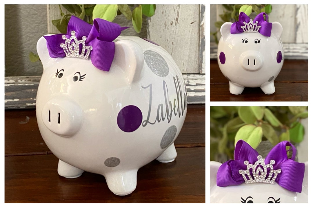 Personalized Large Purple Piggy Bankpiggy Bank Piggy Banks - Etsy