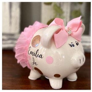 Personalized Light Pink Piggy Bank,polka Dot Piggy Bank, Banks for ...