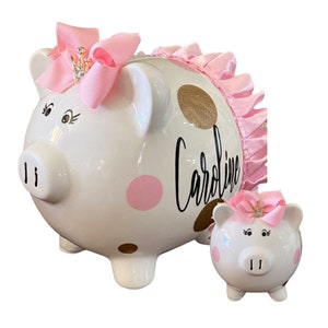 Personalized Light Pink Piggy Bank,polka Dot Piggy Bank, Banks for ...