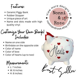 Personalized Heart Piggy Bank, Piggy Banks for Girls, Piggy Bank ...