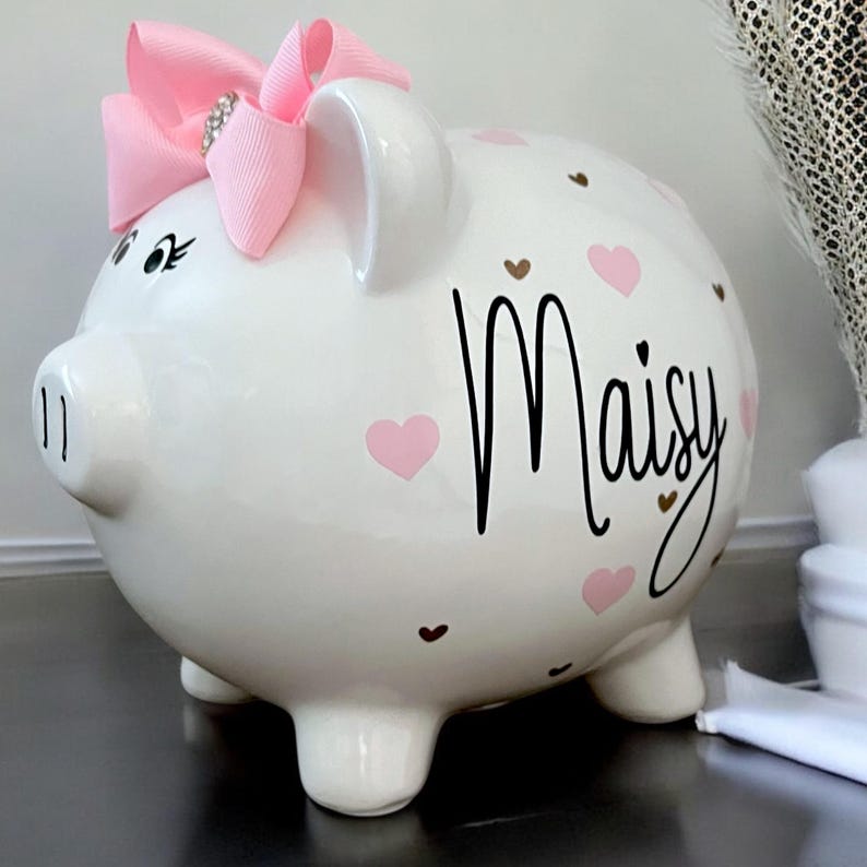 Personalized Large Heart Piggy Banks for Girls, Valentine’s Day Piggy ...