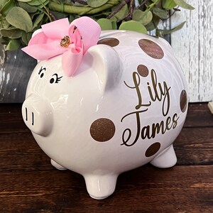 Large Personalized Gold Glitter Polka Dot Piggy Bank, Girl Bank,piggy ...