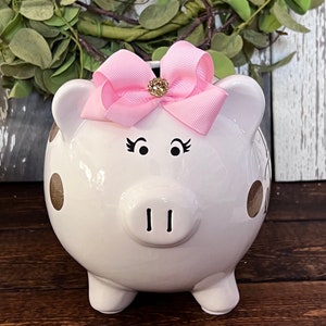 Large Personalized Gold Glitter Polka Dot Piggy Bank, Girl Bank,piggy ...