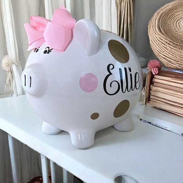 Polka Dot Piggy Bank - Etsy