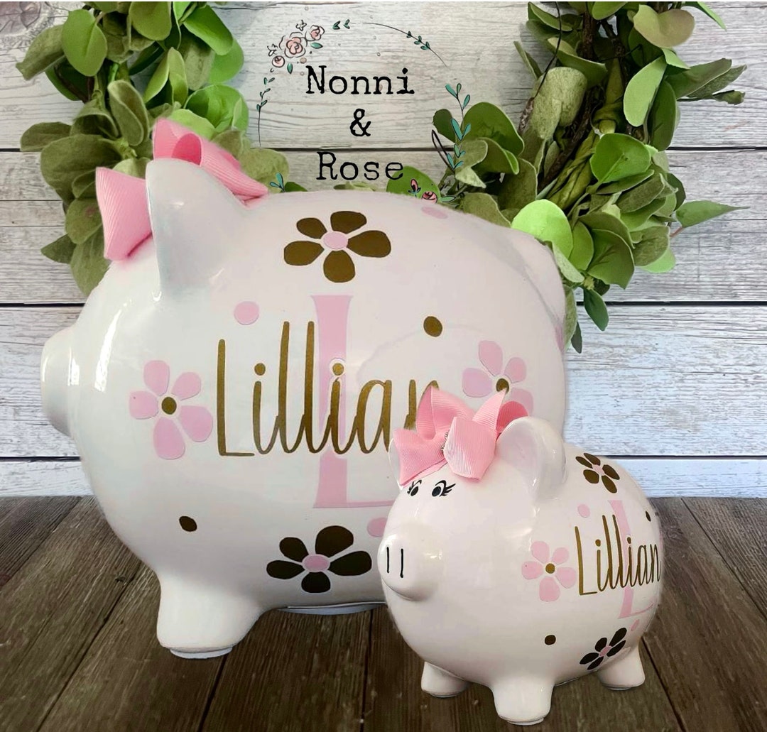 Personalized Flower Piggy Banks for Girls, Banks for Girls, Girl Bank ...