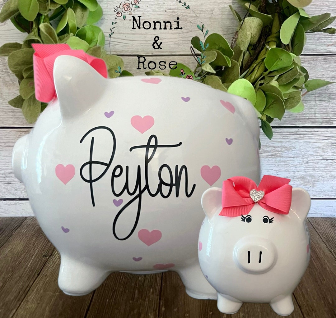 Personalized Heart Piggy Bank, Piggy Banks for Girls, Girl Bank, Piggy ...