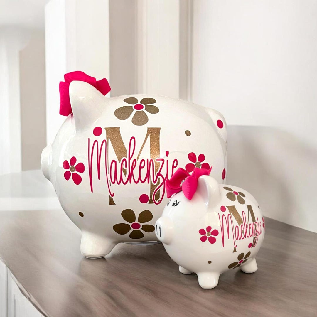 Personalized Flower Piggy Banks for Girls, Banks for Girls, Girl Bank ...