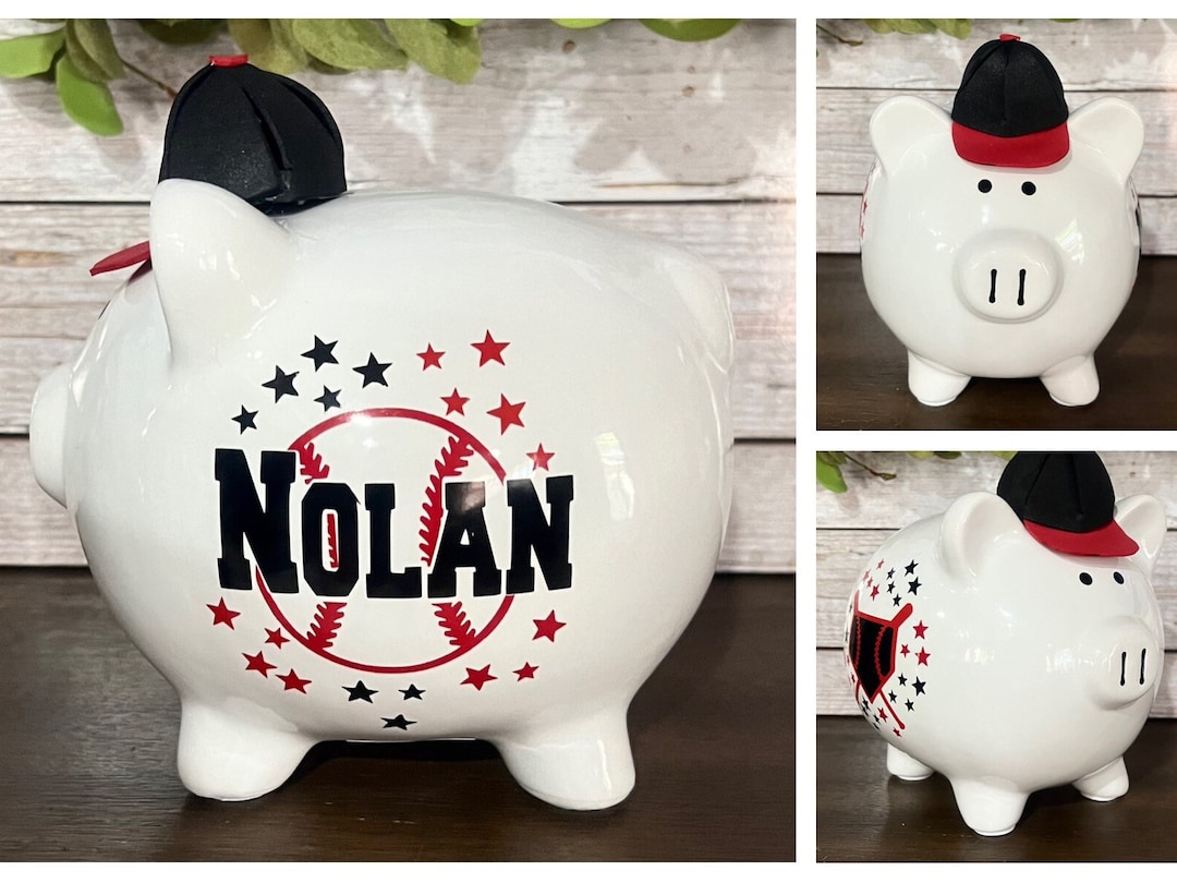 Personalized Large Baseball Piggy Banks for Boys, Piggy Bank, Sports ...