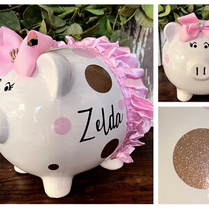 Personalized Light Pink Piggy Bank,polka Dot Piggy Bank, Banks for ...