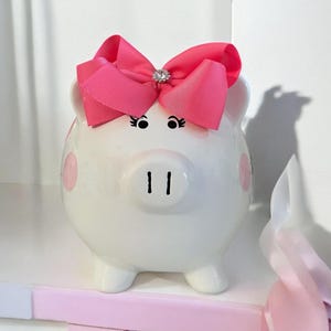 Personalized Pink Piggy Bank for Girls - Piggy Banks for Girls - Polka ...