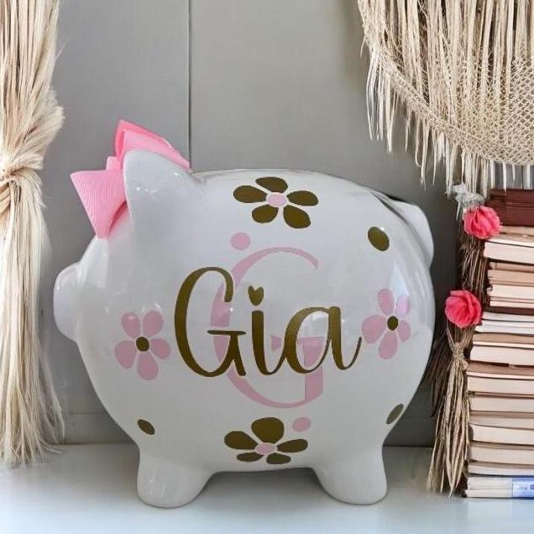 Personalized Flower Piggy Banks for Girls, Banks for Girls, Girl Bank ...