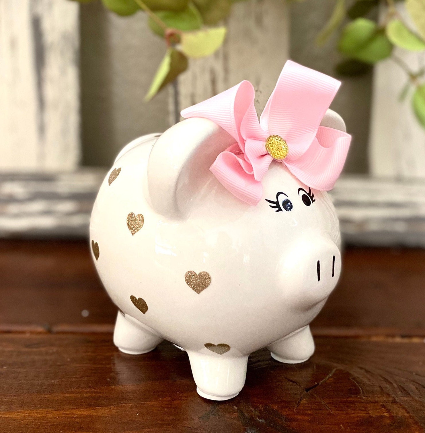 Personalized Heart Light Pink Banks for Girls Girl Bank | Etsy