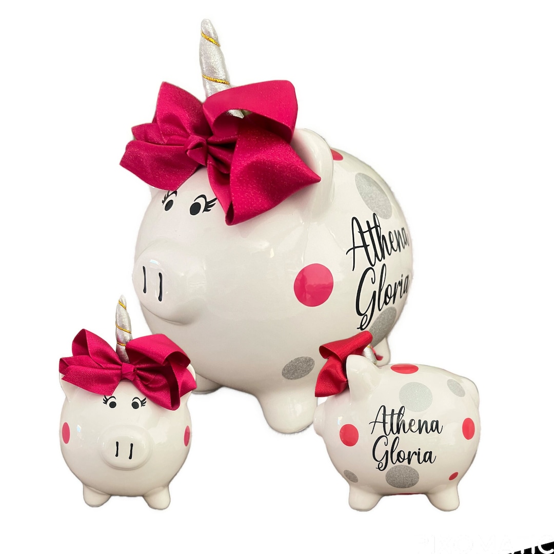 Large Personalized Unicorn Piggy Bank Piggy Bank for Girls, Birthday ...