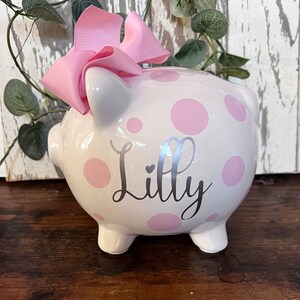 Personalized Large Light Pink Polka Dot Piggy Bank Piggy - Etsy