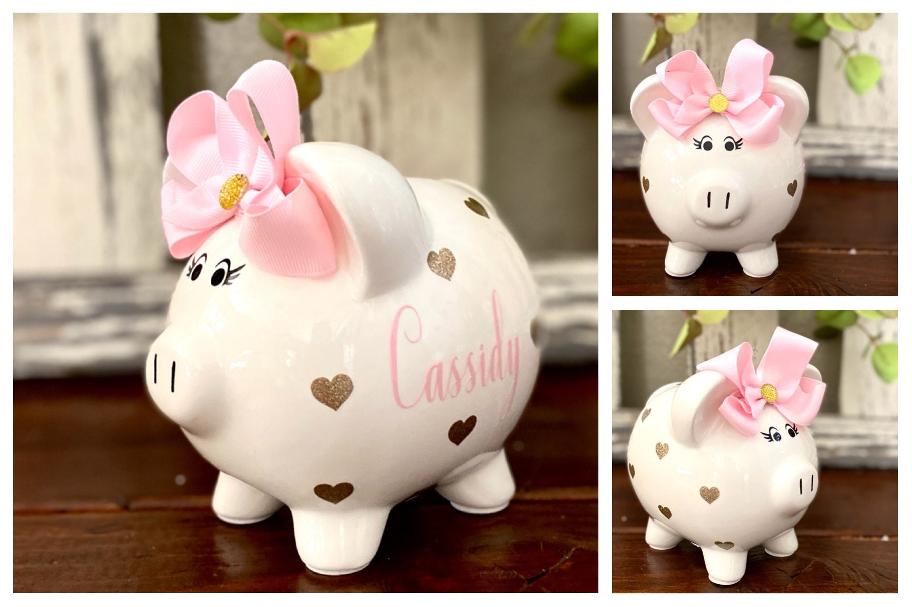 Personalized Heart Light Pink Banks for Girls Girl Bank | Etsy