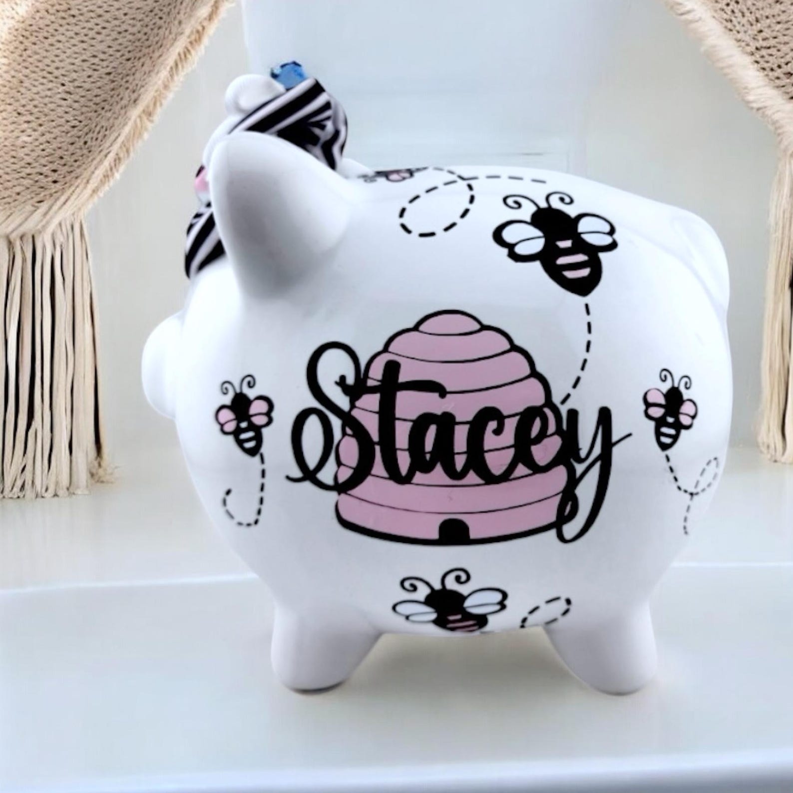 Personalized Bumblebee Piggy Bank, Piggy Bank, Bumble Bee Hive Coin ...