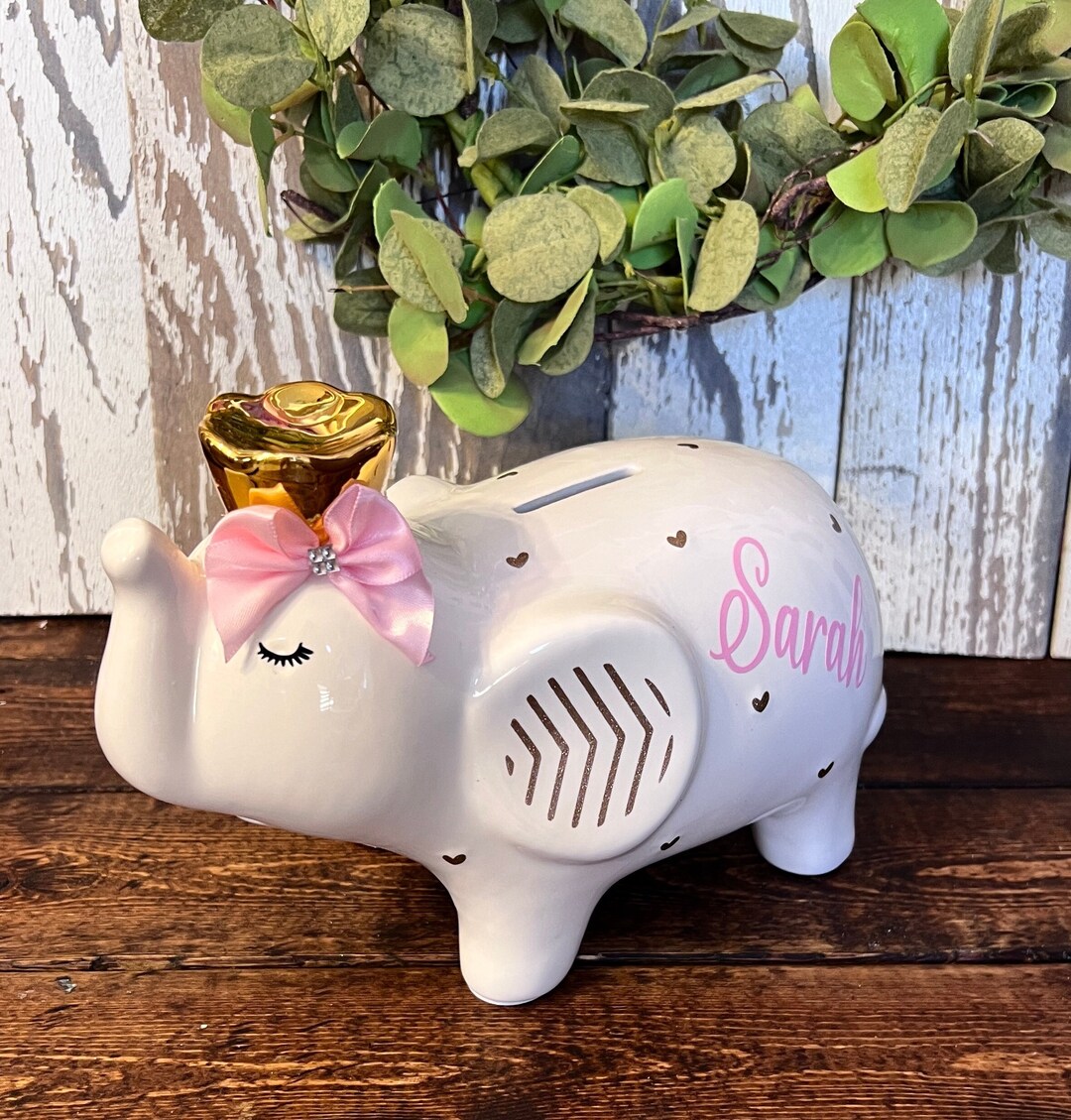 Large Personalized Elephant Bank, Elephant Piggy Bank, Banks for Girls ...