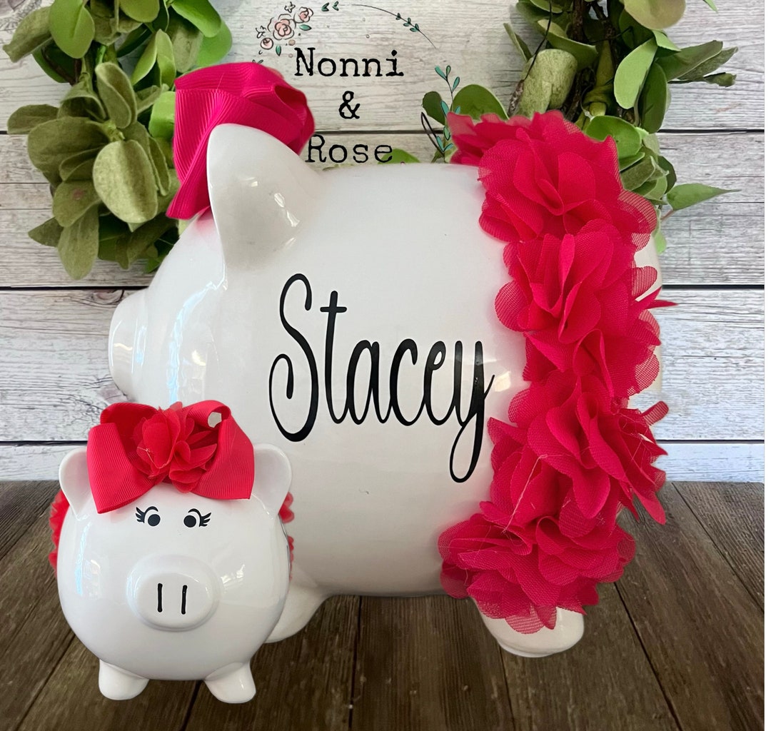 Large Personalized Flower Piggy Bank, Banks for Girls, Piggy Bank ...