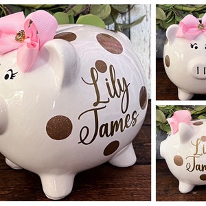Large Personalized Gold Glitter Polka Dot Piggy Bank, Girl Bank,piggy ...