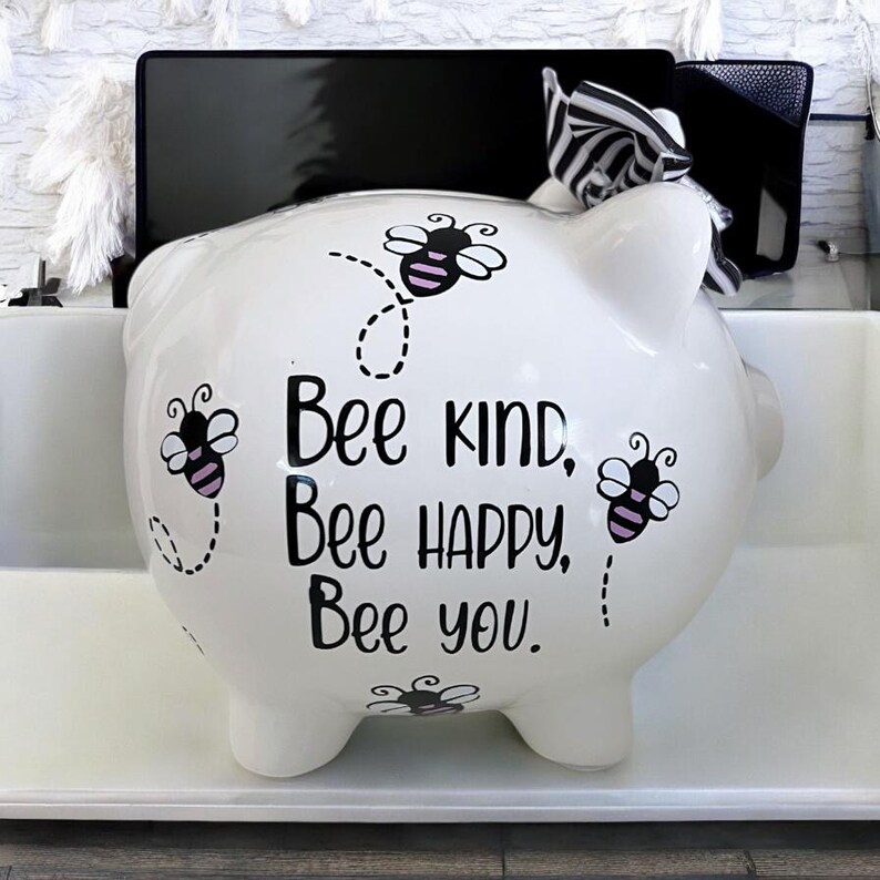 Personalized Bumblebee Piggy Bank, Piggy Bank, Bumble Bee Hive Coin ...