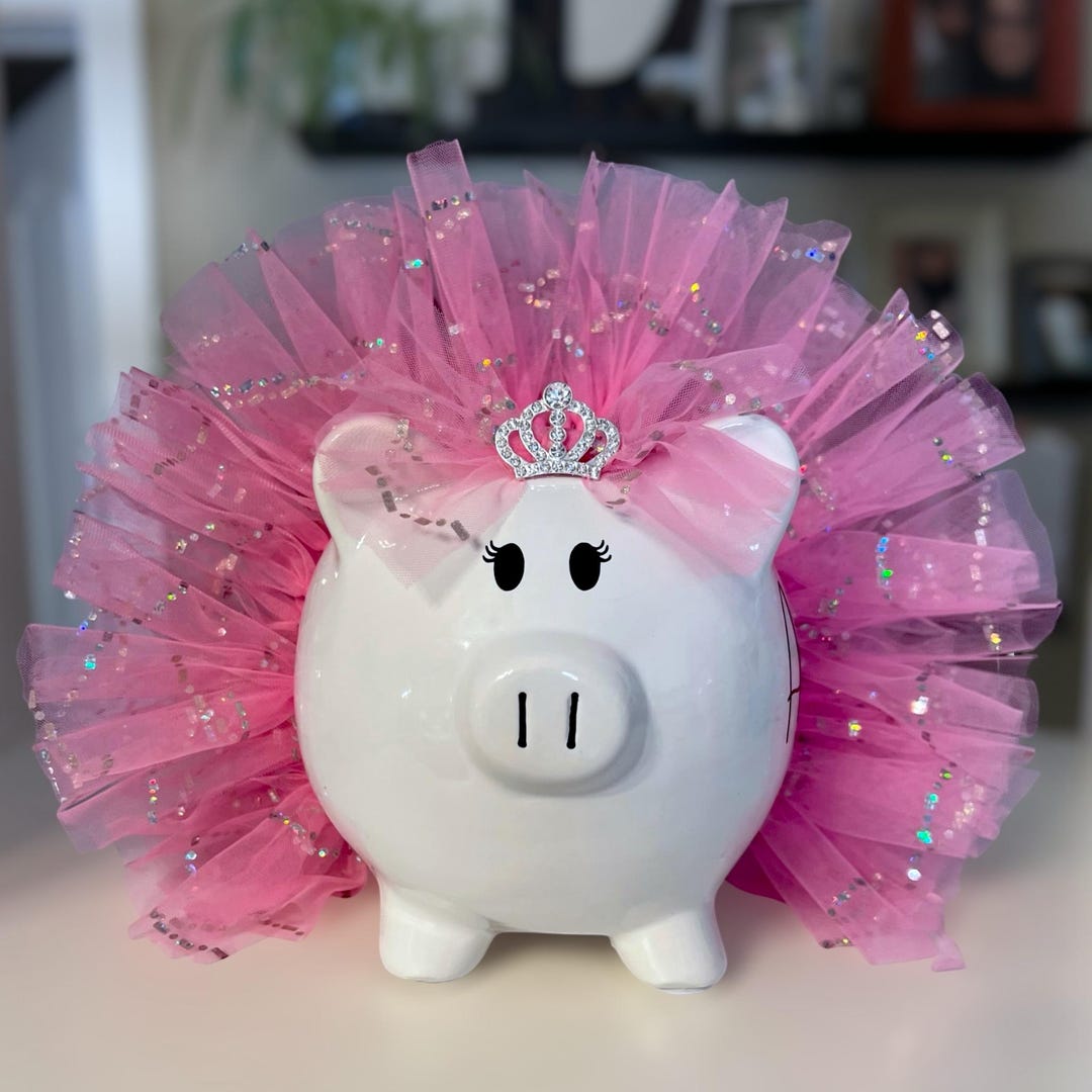 Personalized Light Pink Piggy Bank, Pink Tutu, Piggy Banks for Girls ...