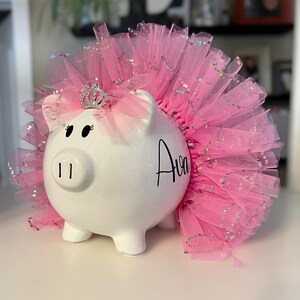 Personalized Light Pink Piggy Bank, Pink Tutu, Piggy Banks for Girls ...