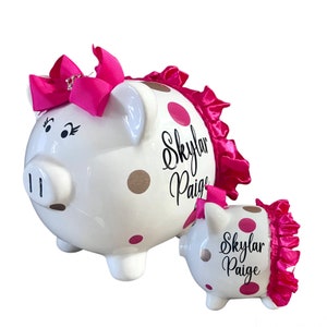 Personalized Light Pink Piggy Bank,polka Dot Piggy Bank, Banks for ...