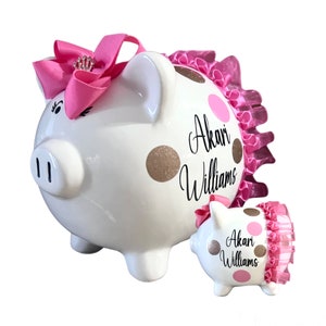 Personalized Light Pink Piggy Bank,polka Dot Piggy Bank, Banks for ...