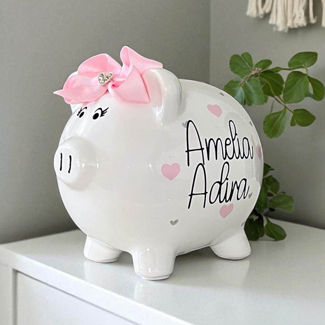 Personalized Heart Piggy Banks for Girls, Piggy Bank, Piggy Banks for ...